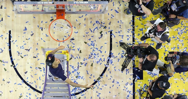 UConn cuts down the nets after winning the 2023 NCAA Men's National ...