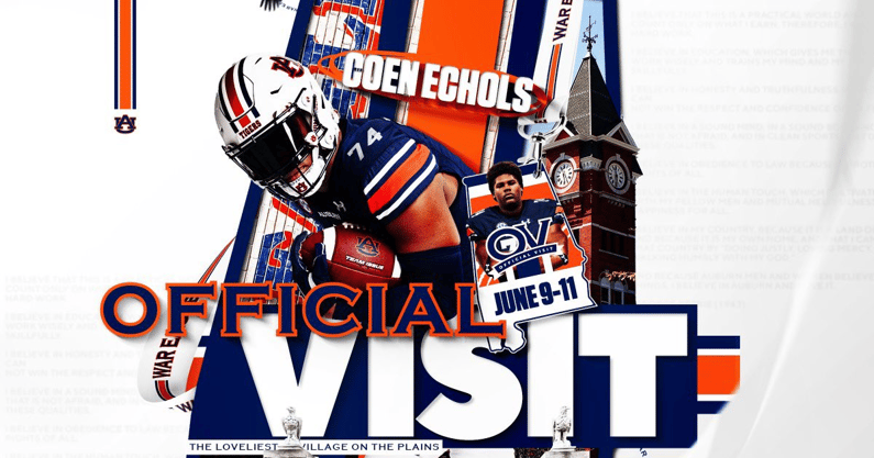 Texas OL Coen Echols locks in official visit to Auburn