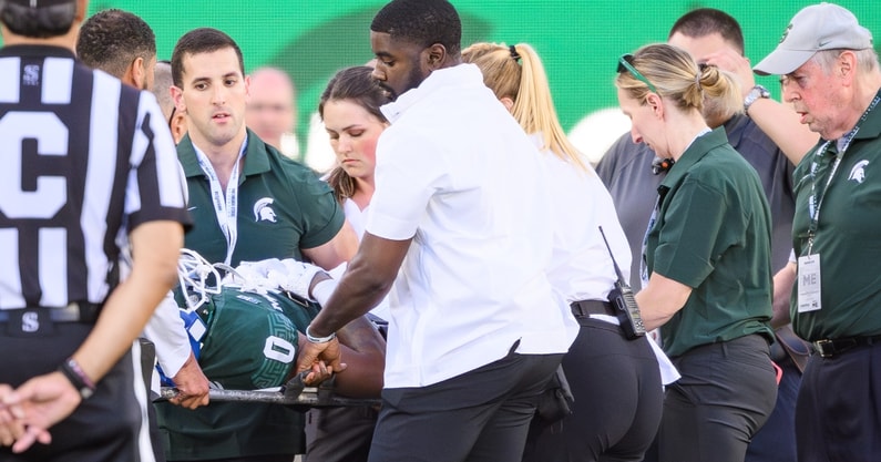 Michigan State's Alante Brown showed mild concussive symptoms