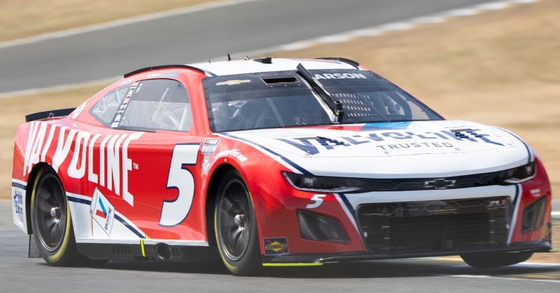 Dale Earnhardt Jr. presses Kyle Larson on his preference of being on offense or defense late in ...