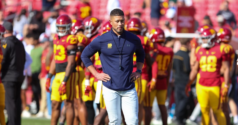 Notre Dame coach Marcus Freeman passes on blaming USC for rivalry ...