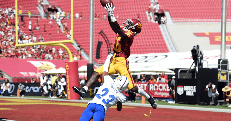 WATCH: USC receiver Tahj Washington snags beautiful touchdown catch