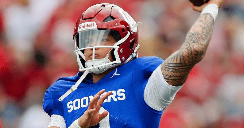 WATCH: Oklahoma quarterback Dillon Gabriel not in pads during practice ...
