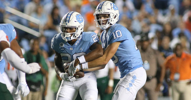 Drake Maye revealed his thoughts on Omarion Hampton's strong showing ...