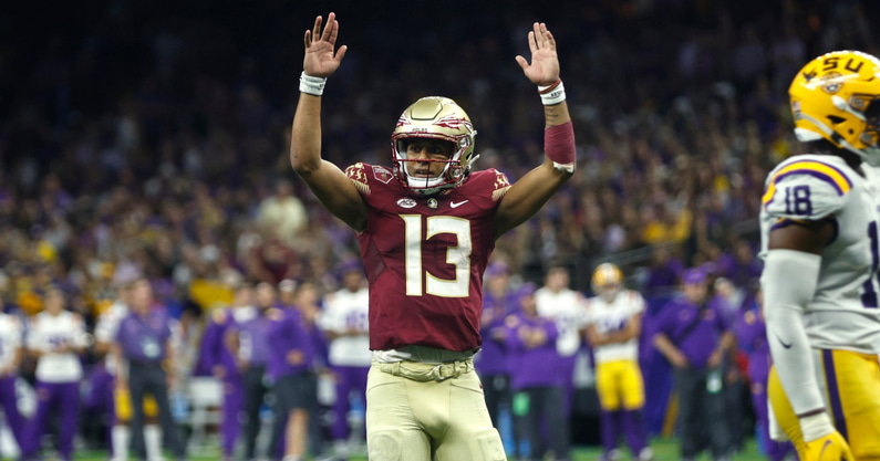 Jordan Travis reacts to impressive touchdown pass, raves about Pokey ...