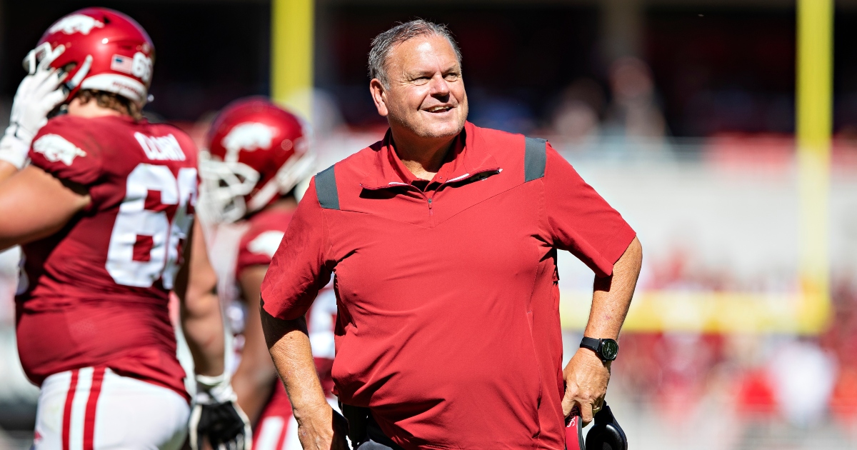 LOOK: Sam Pittman adds Razorback statue to Arkansas lake house - On3