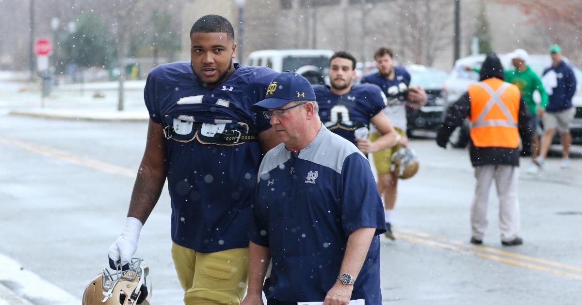 Harry Hiestand challenging Notre Dame football OTs Joe Alt, Blake Fisher