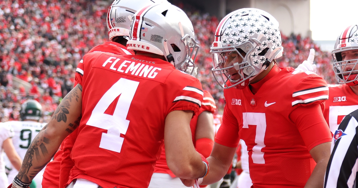 WATCH: Julian Fleming reels in beautiful five-yard touchdown catch vs ...