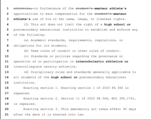 Could Michigan become 1st state to clearly allow high school NIL?