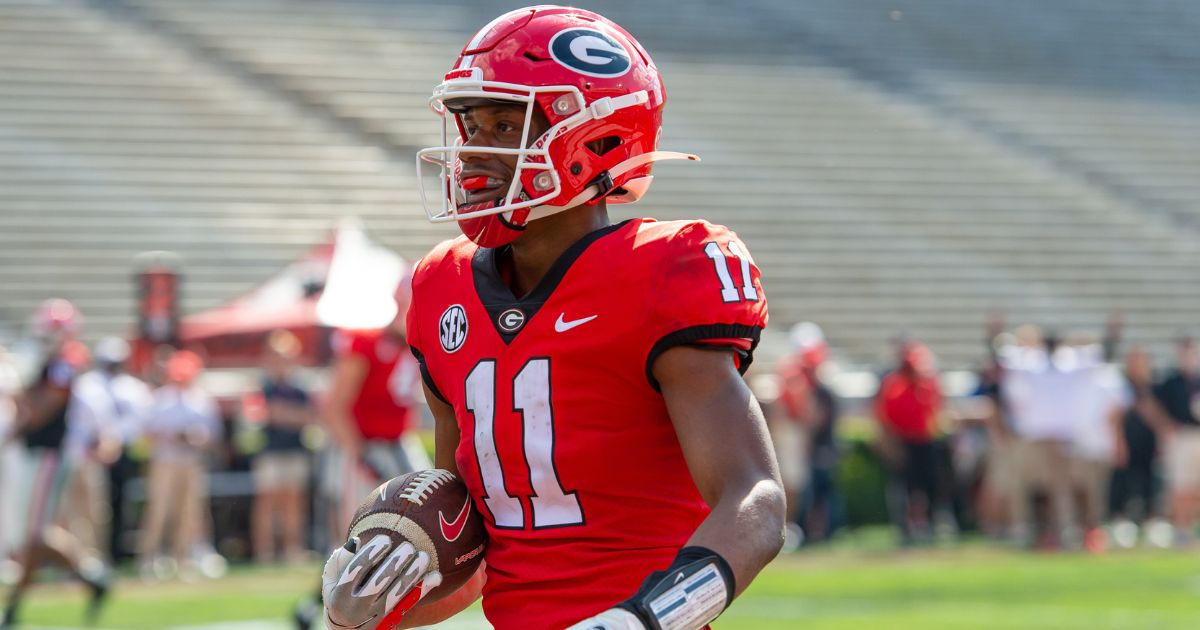 Arian Smith uses full spring to his advantage during G-Day