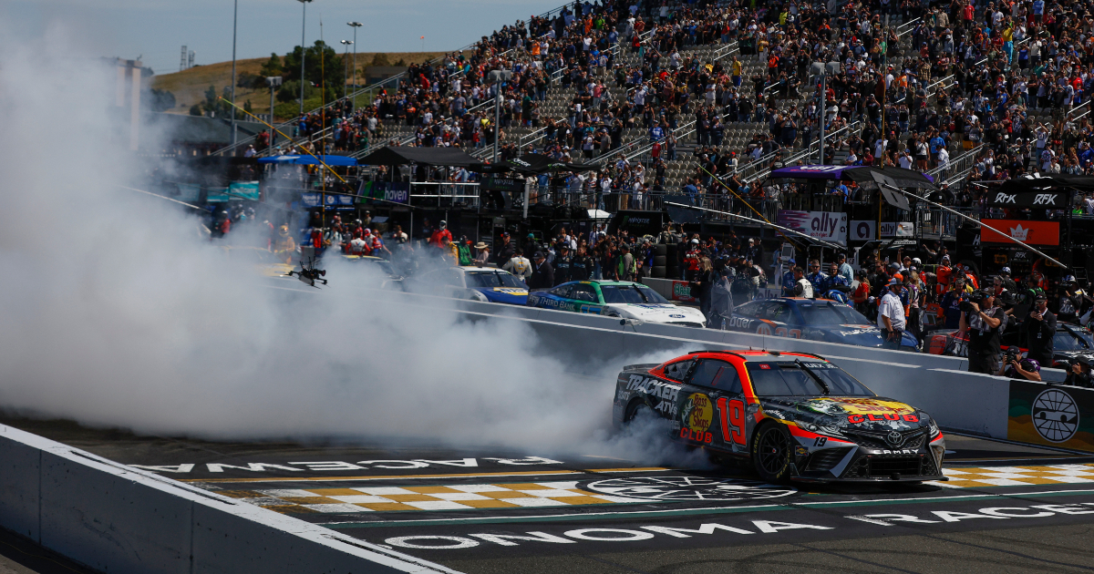 Martin Truex Jr. delivers expert burnout after impressive win at Sonoma