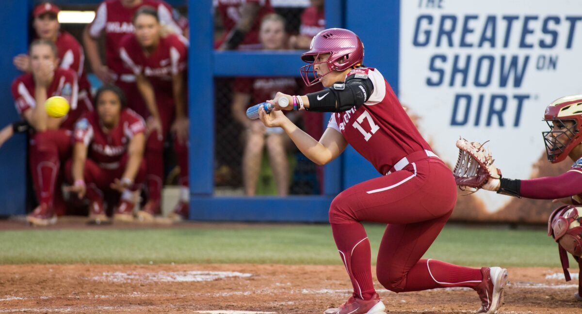 OU softball sophomore Sophia Nugent leaving the Sooners
