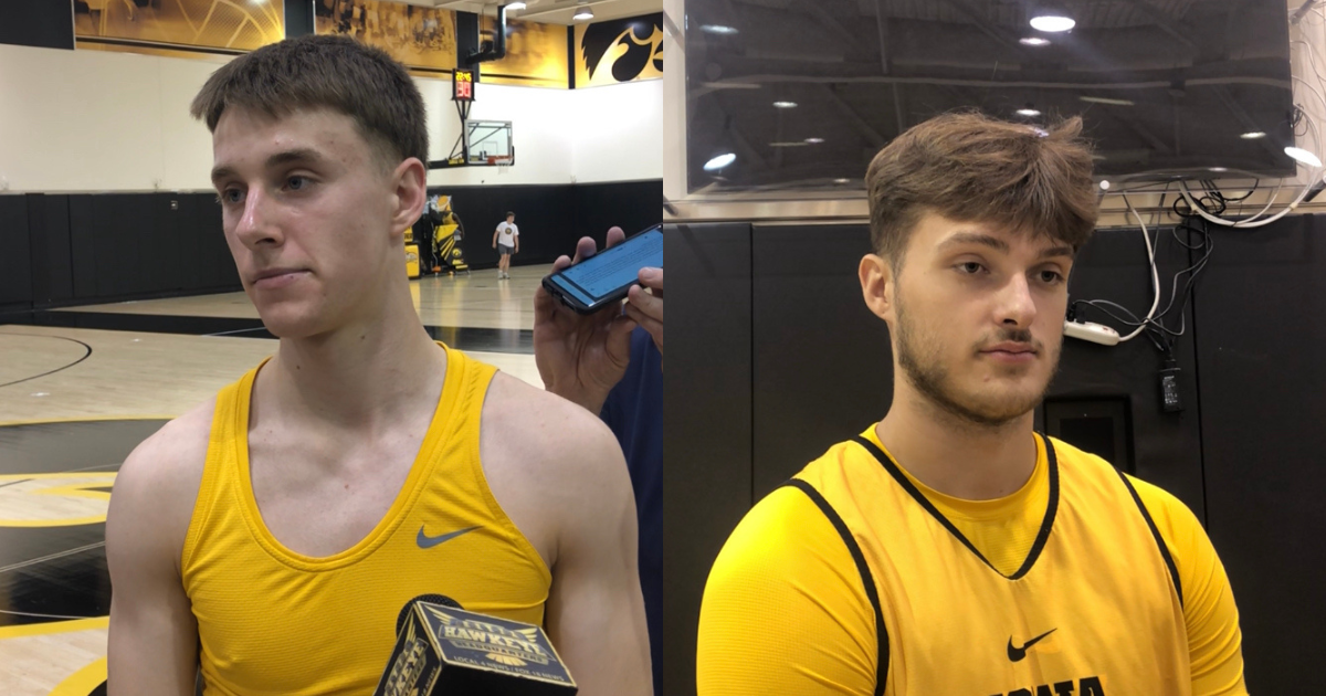 Moline duo Brock Harding and Owen Freeman meet with the media