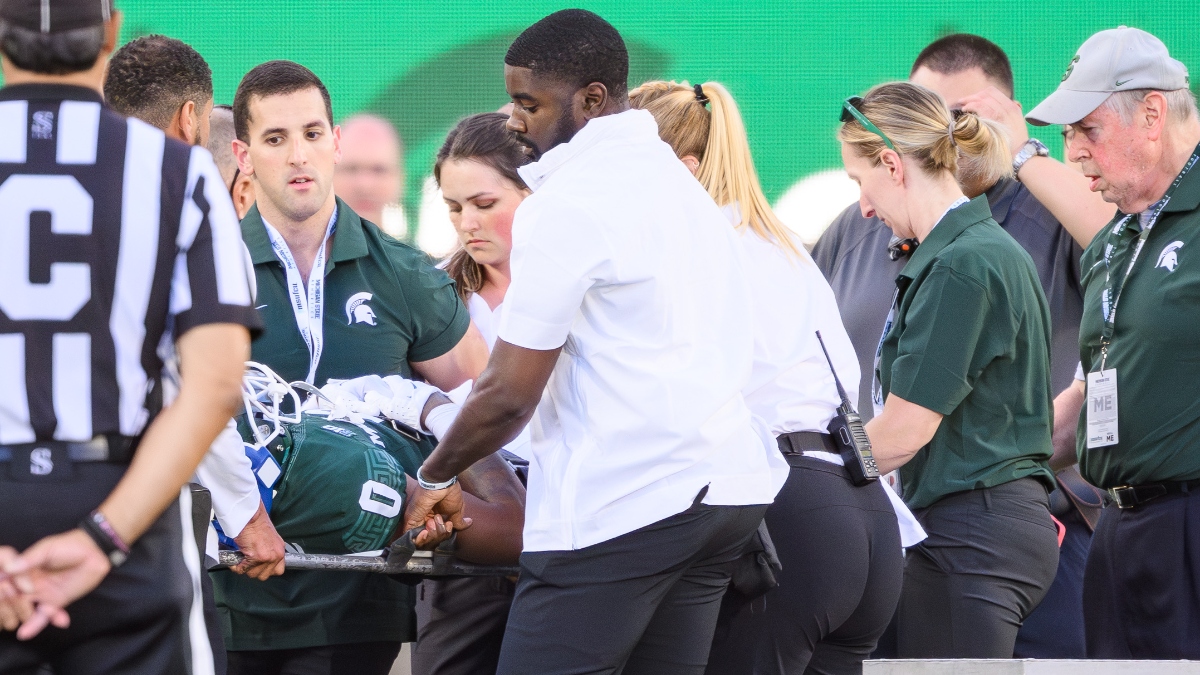 Michigan State's Alante Brown showed mild concussive symptoms
