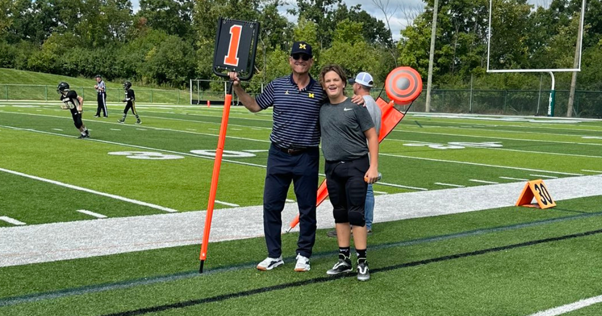 Michigan football: Jim Harbaugh working chain gang youth game