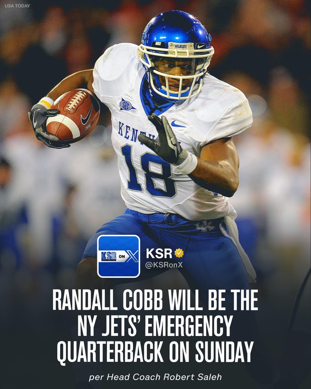 Randall Cobb will be the New York Jets' emergency quarterback in Week 2