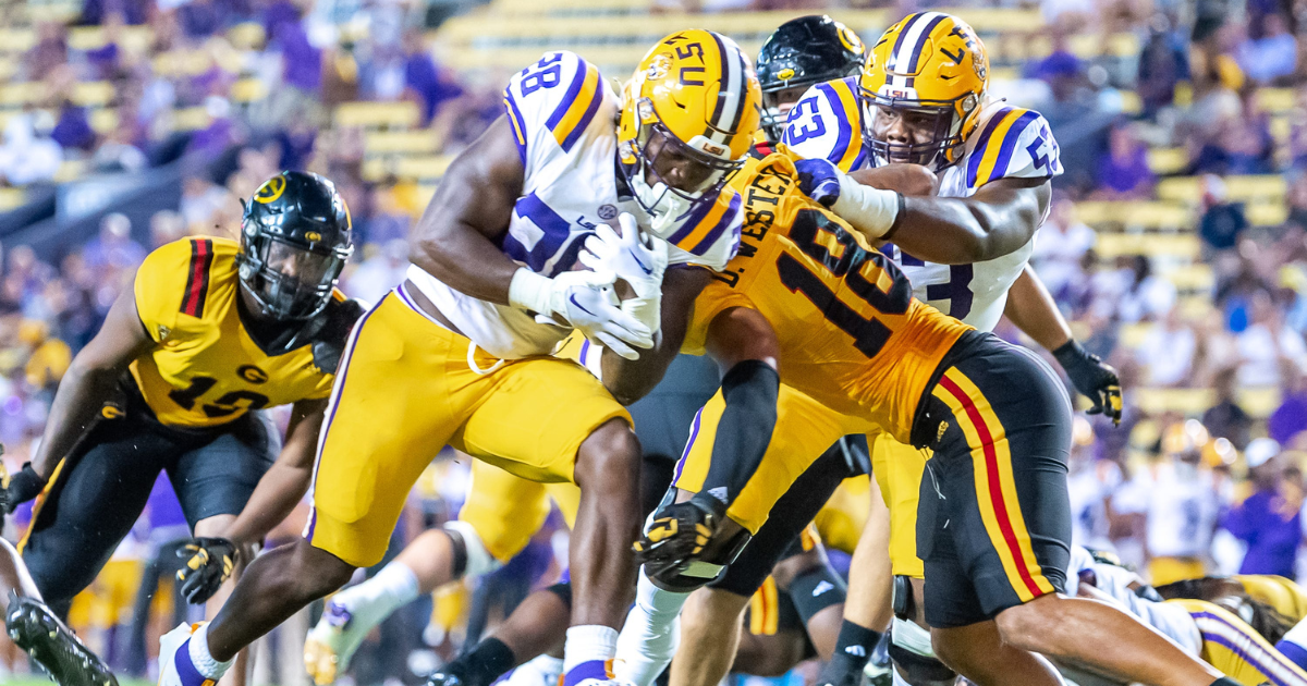 LSU freshman RB Kaleb Jackson levels defender with epic hit - On3