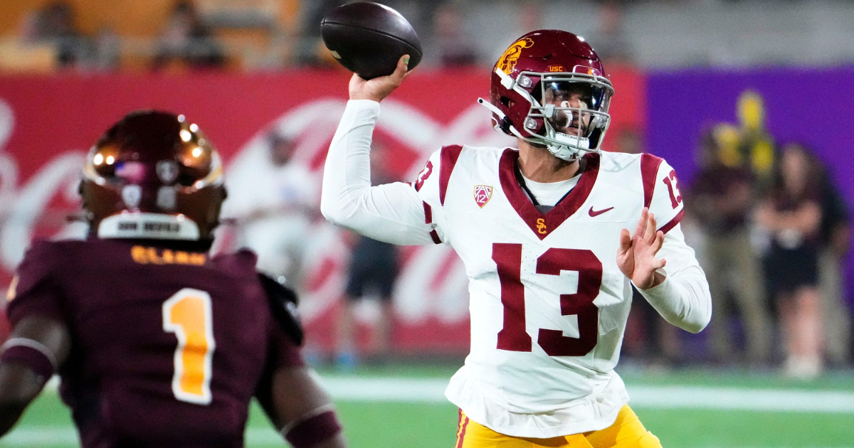 Caleb Williams reacts to highlight of football hitting his groin - On3