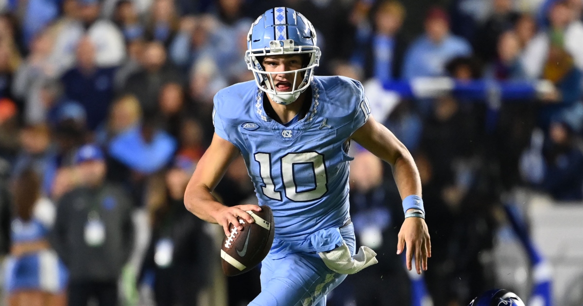 Drake Maye sits courtside for UNC-Duke game wearing Luke Maye's No. 32 ...