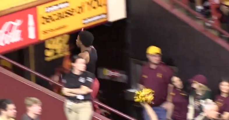 Bronny James hits head on sign as he exits warmups at Arizona State - On3