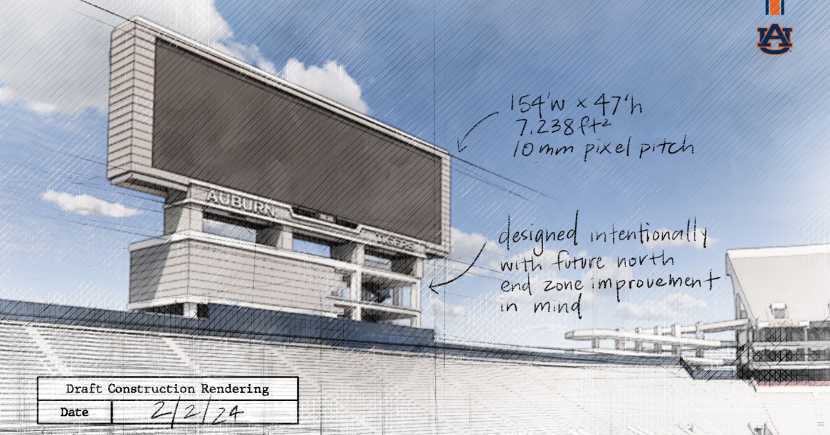 Jordan-Hare north end zone videoboard expansion approved