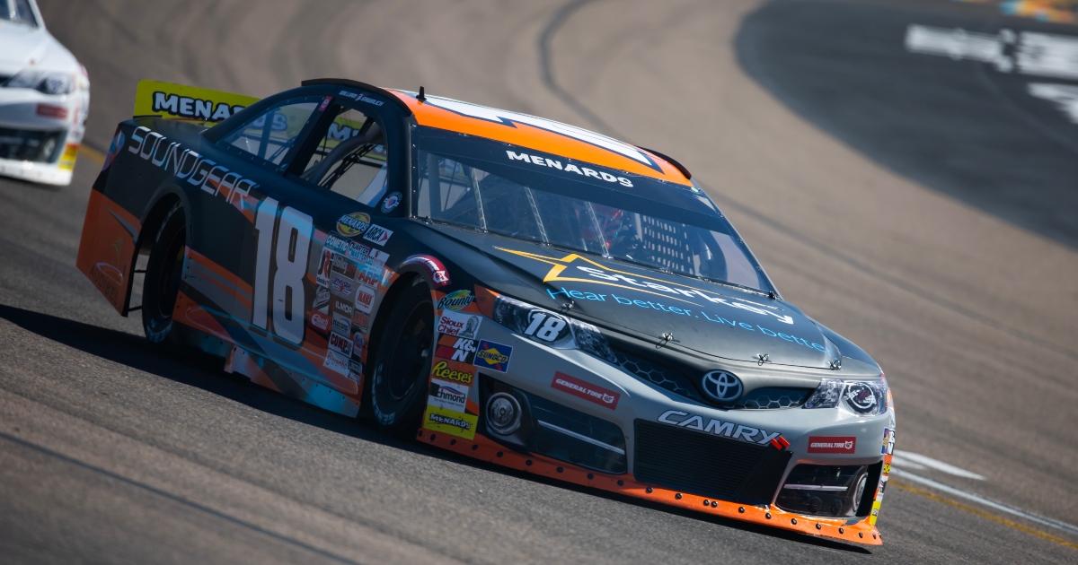 William Sawalich wrecked from the lead while lapping Michael Maples at Elko