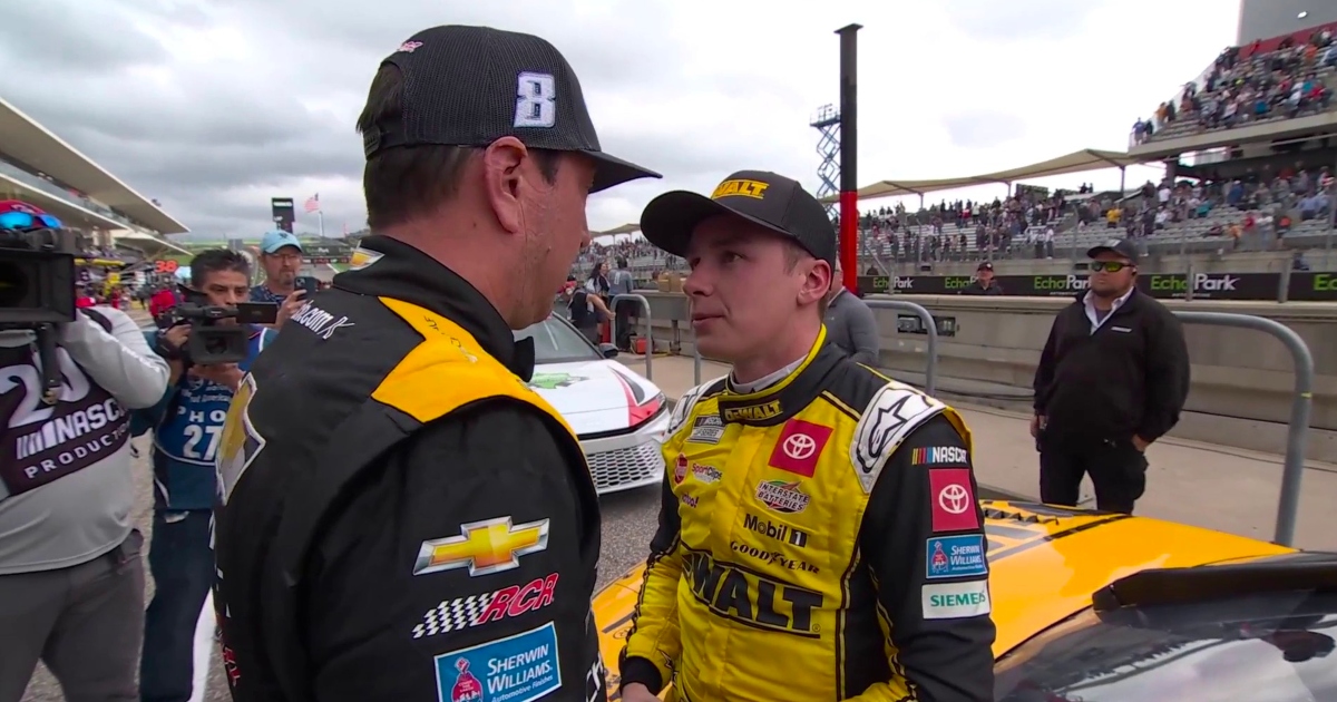 Kyle Busch confronts Christopher Bell on pit road after on-track incident at COTA
