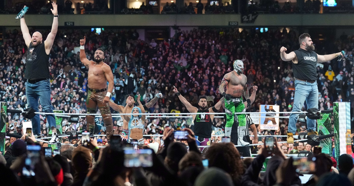 Jason Kelce, Lane Johnson join match at WrestleMania XL in Philadelphia Jason Kelce, Lane Johnson join match at WrestleMania XL in Philadelphia