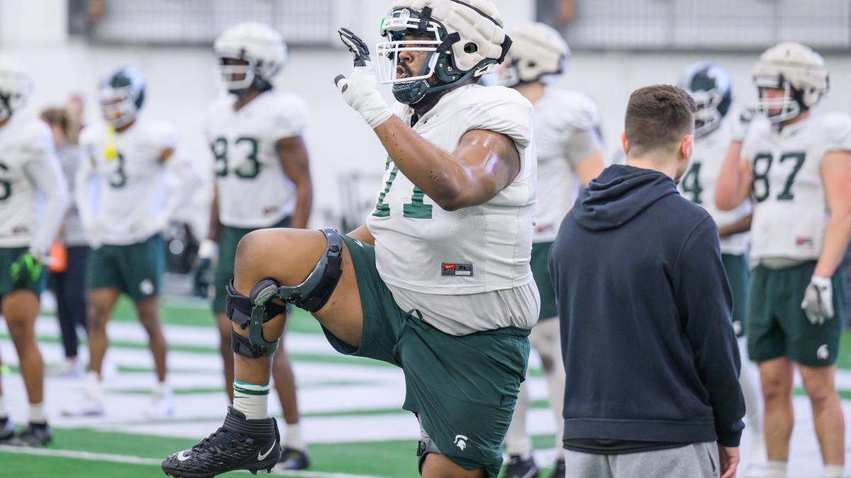 Michigan State's Kristian Phillips appears ready to rise at left guard