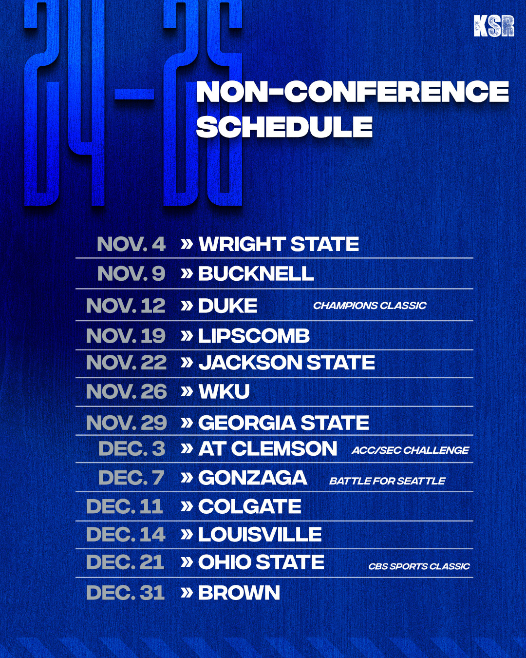 Kentucky Basketball announces 2024-25 Non-Conference Schedule