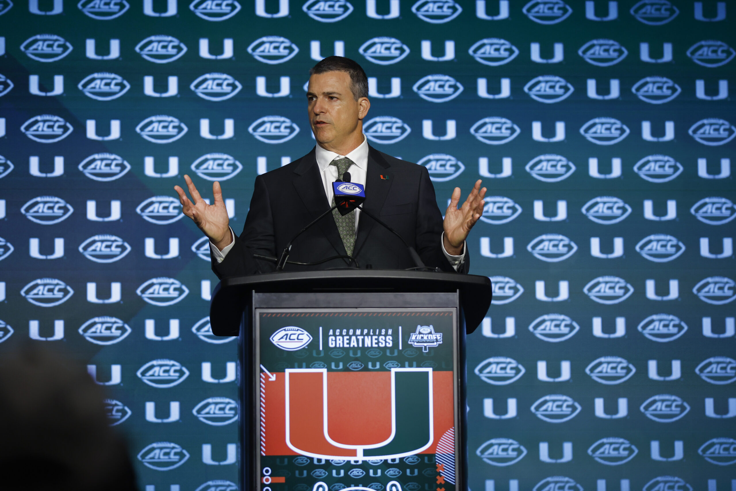 Miami coach Mario Cristobal shares thoughts at ACC Media Day