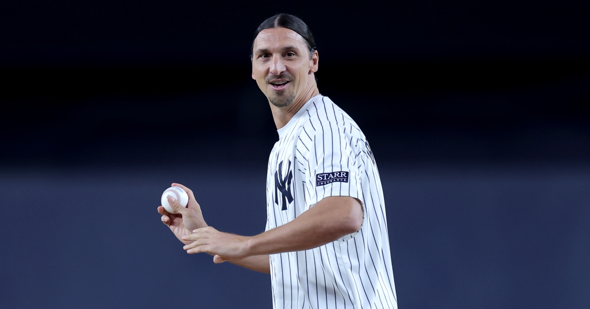 Soccer icon Zlatan Ibrahimovic throws first pitch at New York Yankees ...