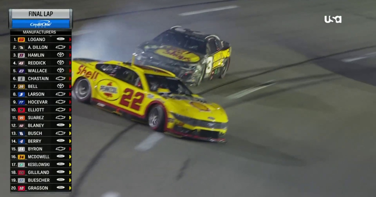 Austin Dillon wrecks Joey Logano, Denny Hamlin at finish line to secure ...
