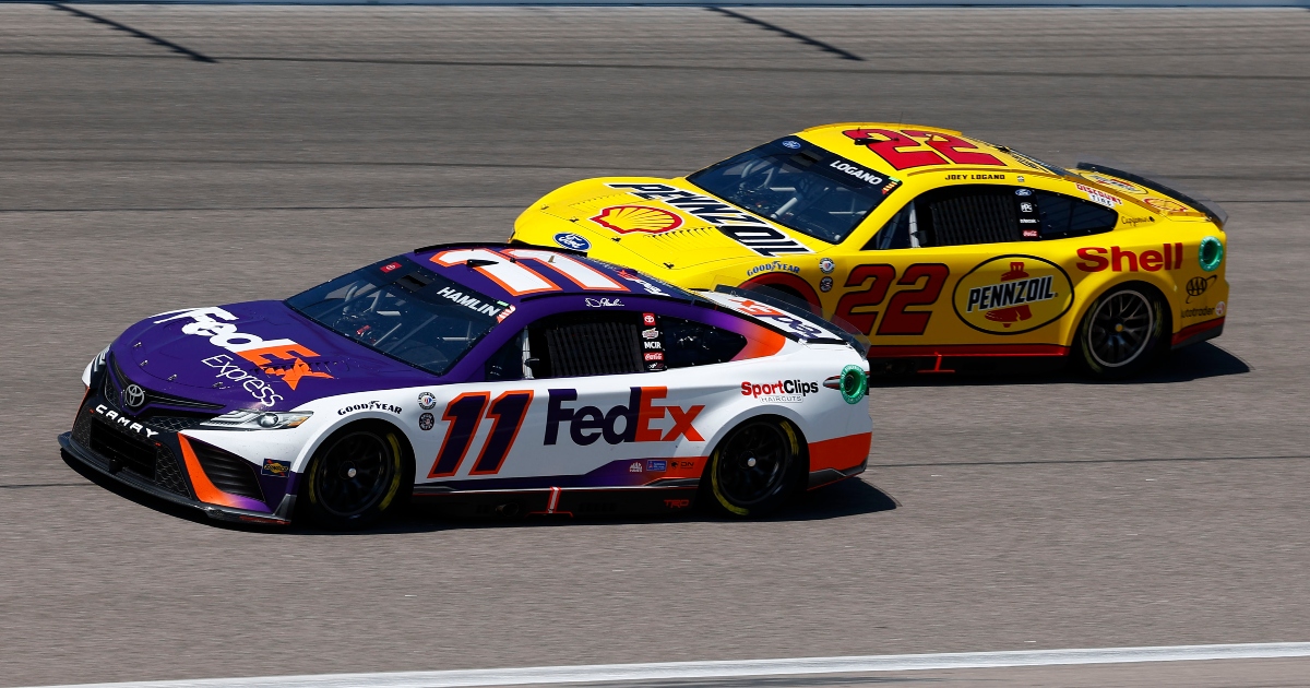 Denny Hamlin spoke with Joey Logano after Austin Dillon wrecked them at ...