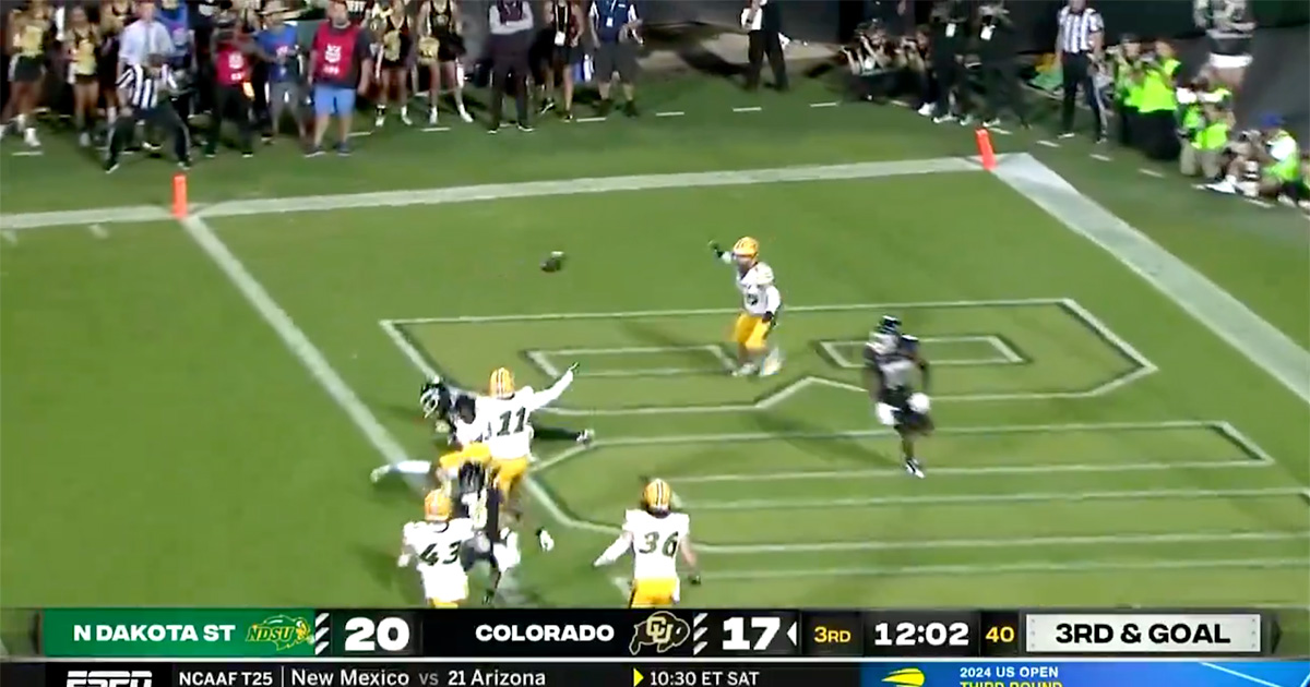 Shedeur Sanders throws crazy interception off North Dakota State ...