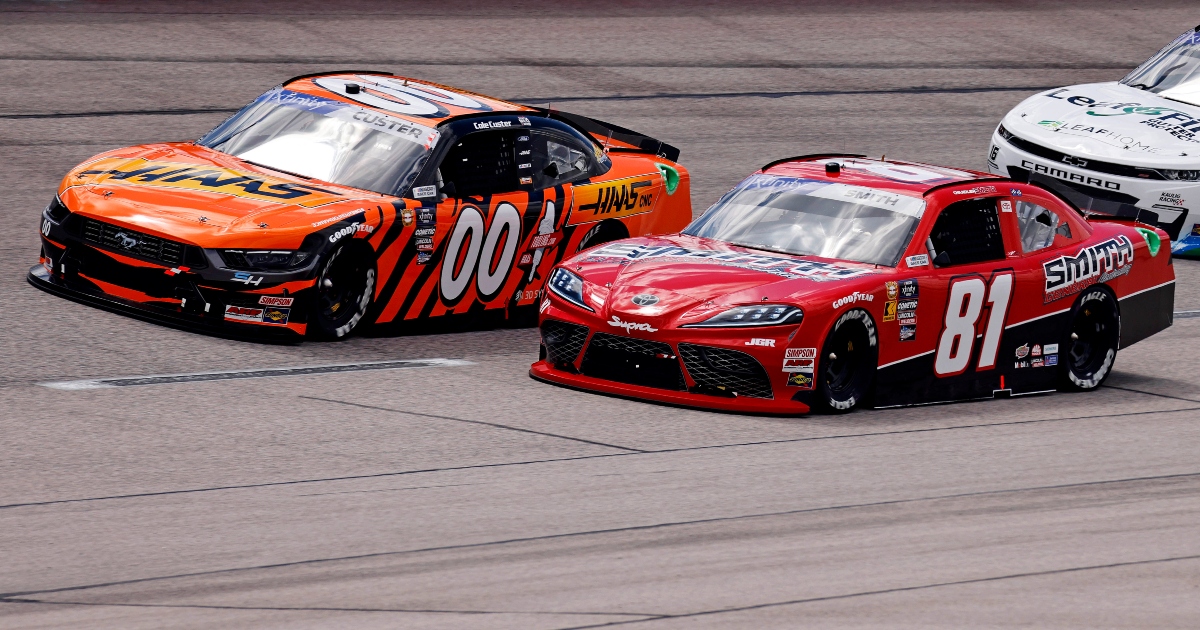 Denny Hamlin reacts to Cole Custer confronting Chandler Smith after ...