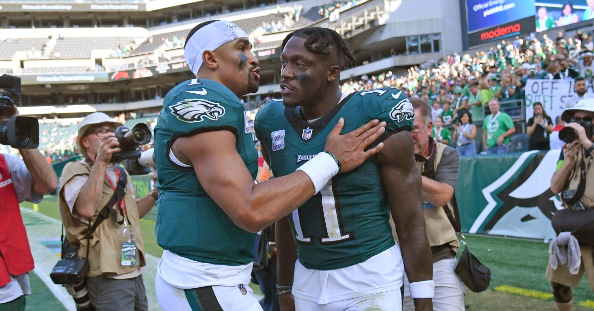 AJ Brown clears the air over Jalen Hurts after 'passing' comment ...