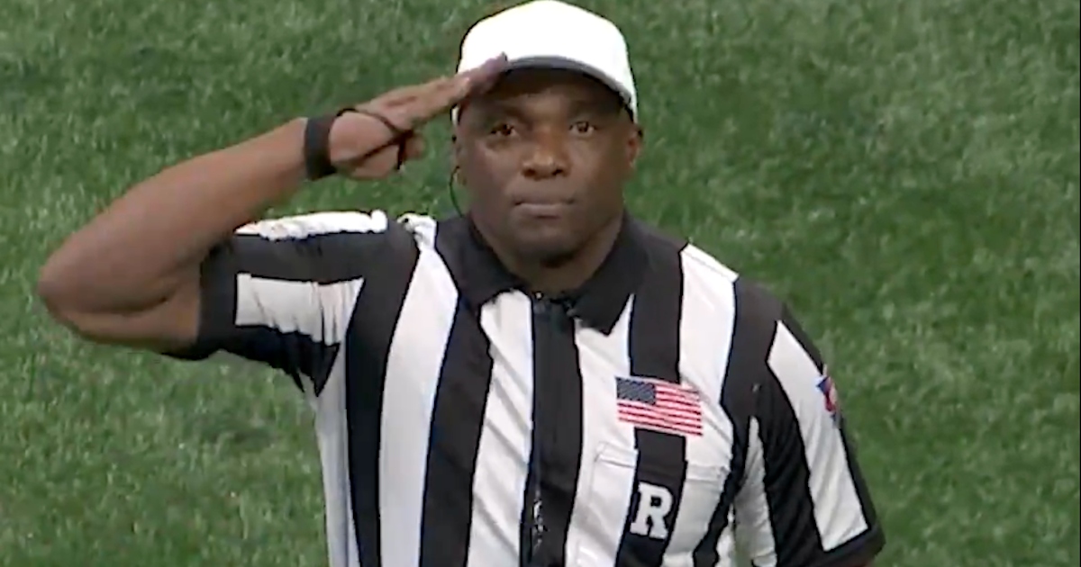 Referee salutes military veterans before calling penalty in Celebration ...