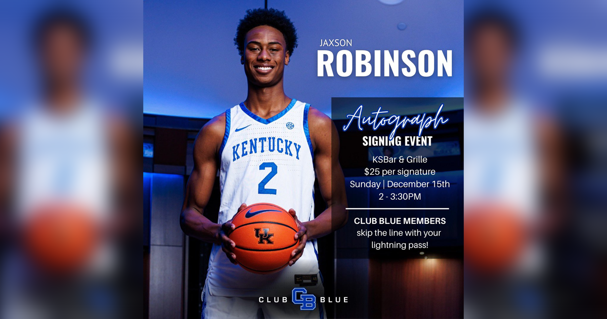 Meet Jaxson Robinson at an autograph signing Sunday at KSBar and Grille ...