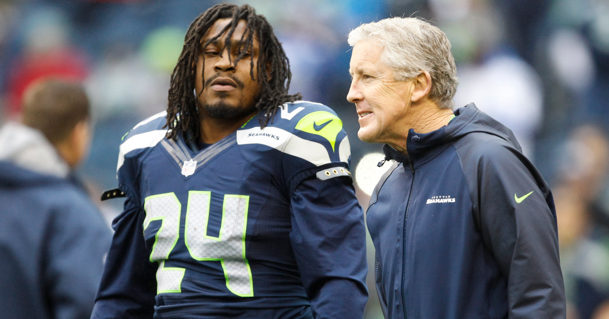 Marshawn Lynch loudly interrupts Pete Carroll’s Raiders introductory ...