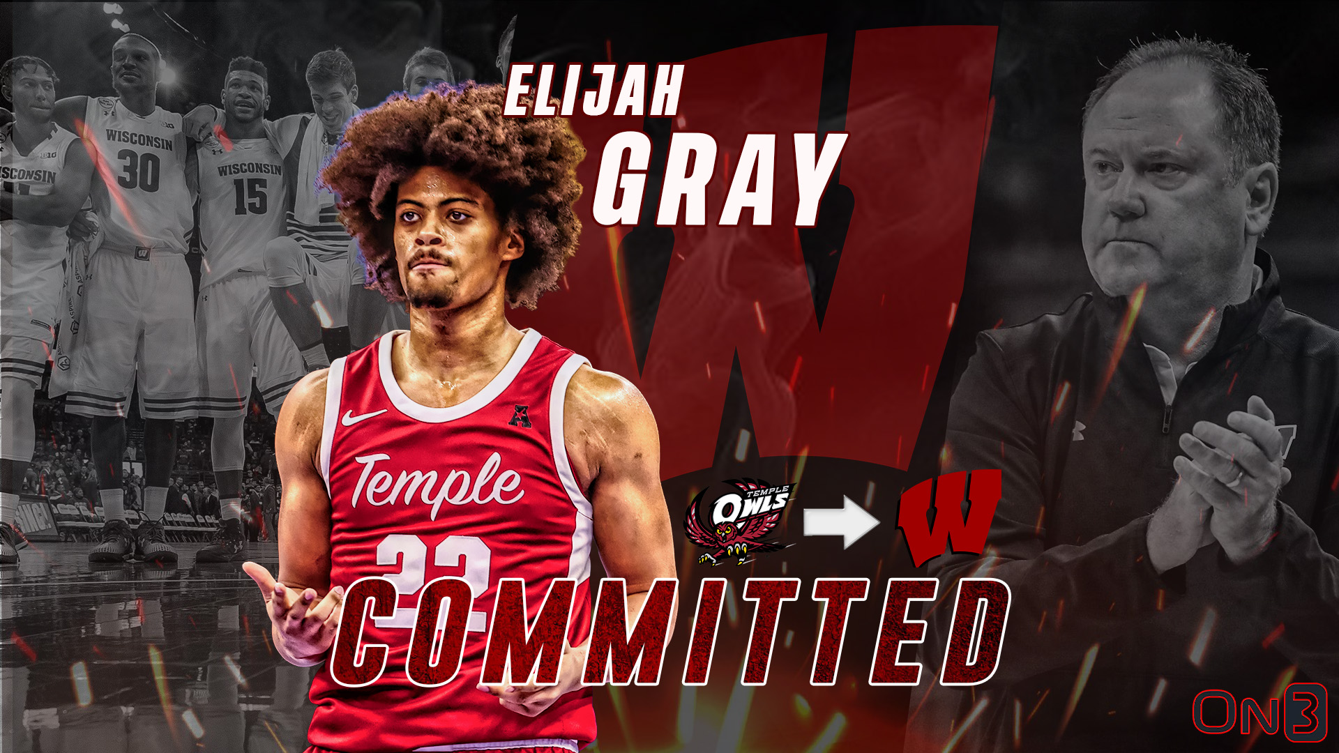 Wisconsin Signs Temple Transfer Elijah Gray