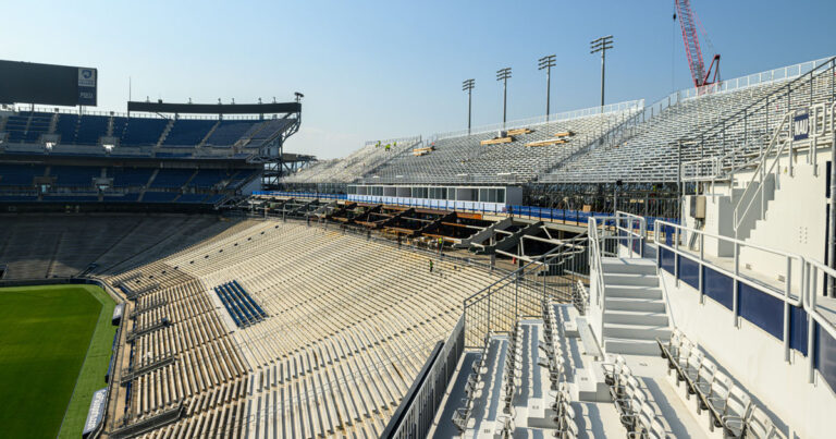 New Beaver Stadium photos show latest look at temporary seating ...