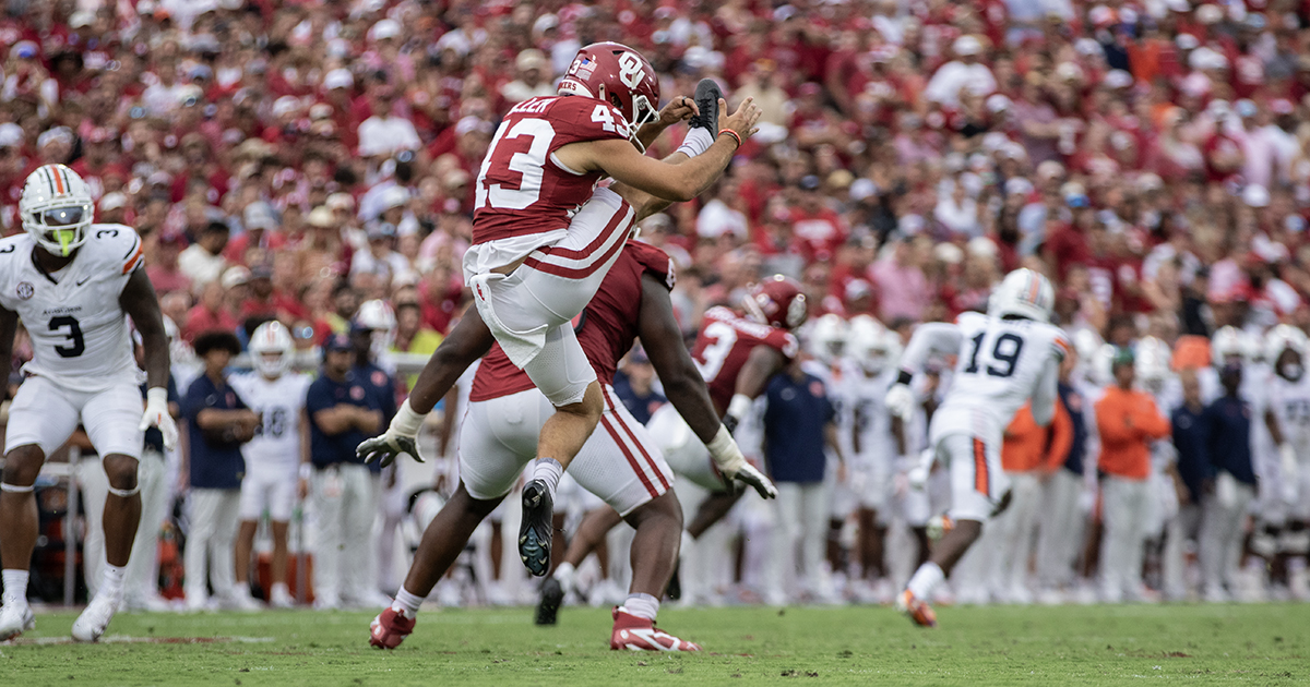 OU punter Grayson Miller exactly where he's supposed to be