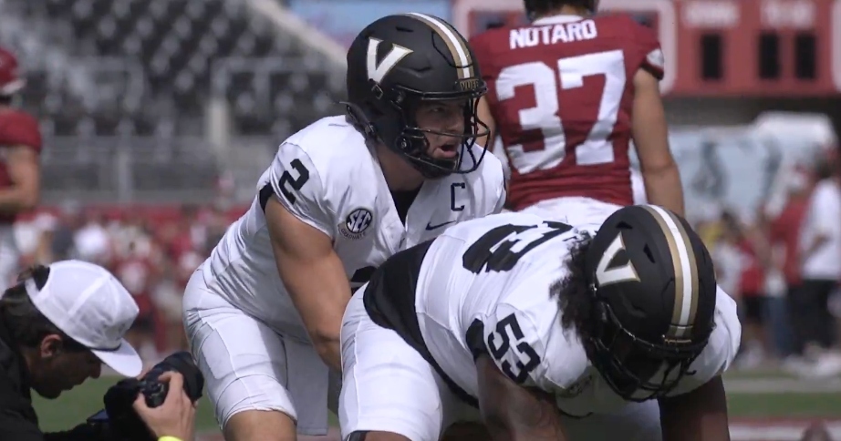Diego Pavia practices victory formation during warmups for Alabama game - On3