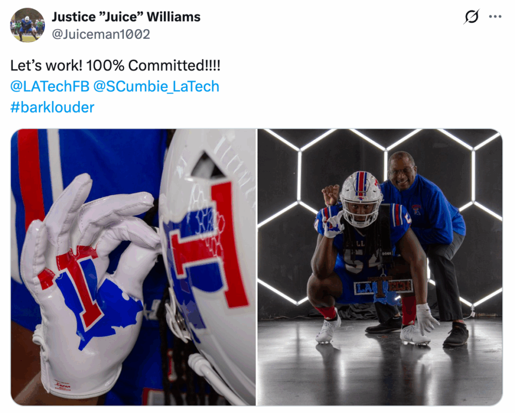 Louisiana Tech Lands West Florida Nose Tackle Justice “Juice” Williams ...