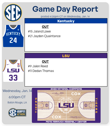 LIVE BLOG: Kentucky at LSU